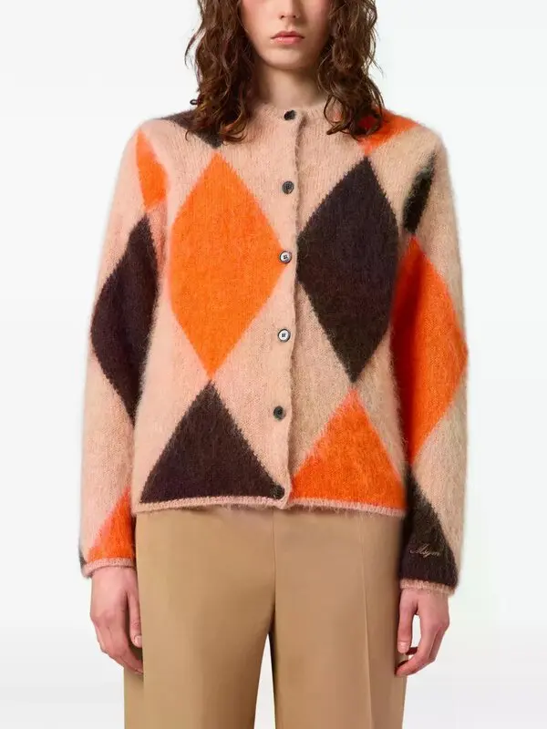 MSGM Argyle-pattern Button-up Cardigan