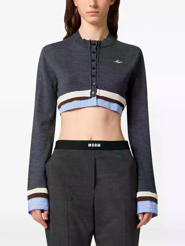 MSGM Cropped Layered Cardigan