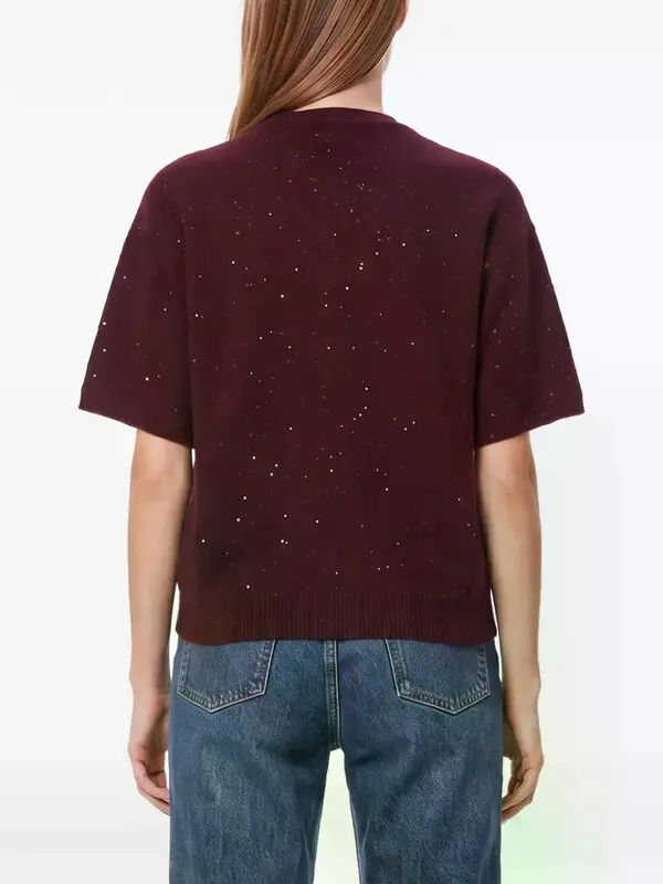 Antonelli Firenze Lucilla Sequin-embellished Short-sleeve Sweater - Red