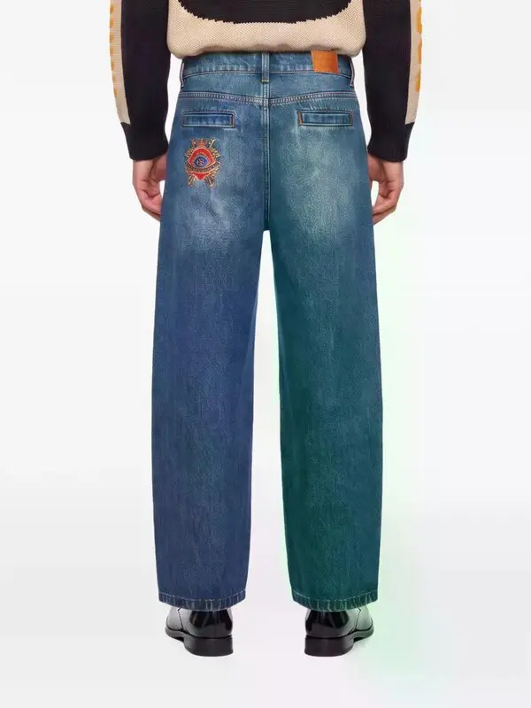 HOUSE OF ERRORS Embroidered Whiskered Straight-leg Jeans