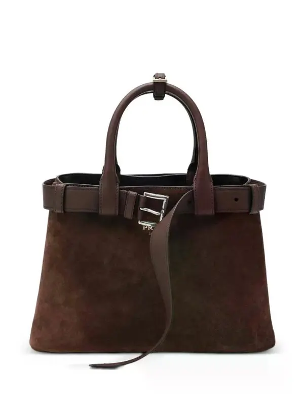 Prada Medium Buckled Suede Tote Bag