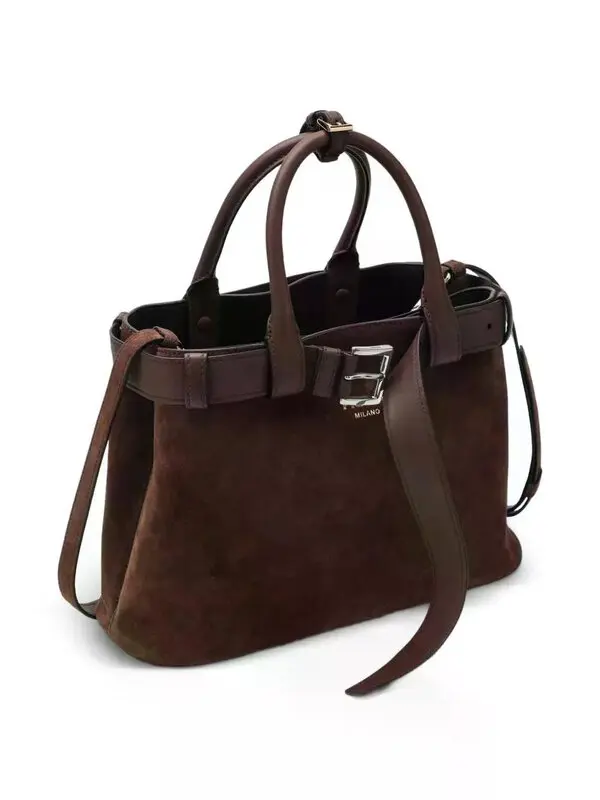 Prada Medium Buckled Suede Tote Bag
