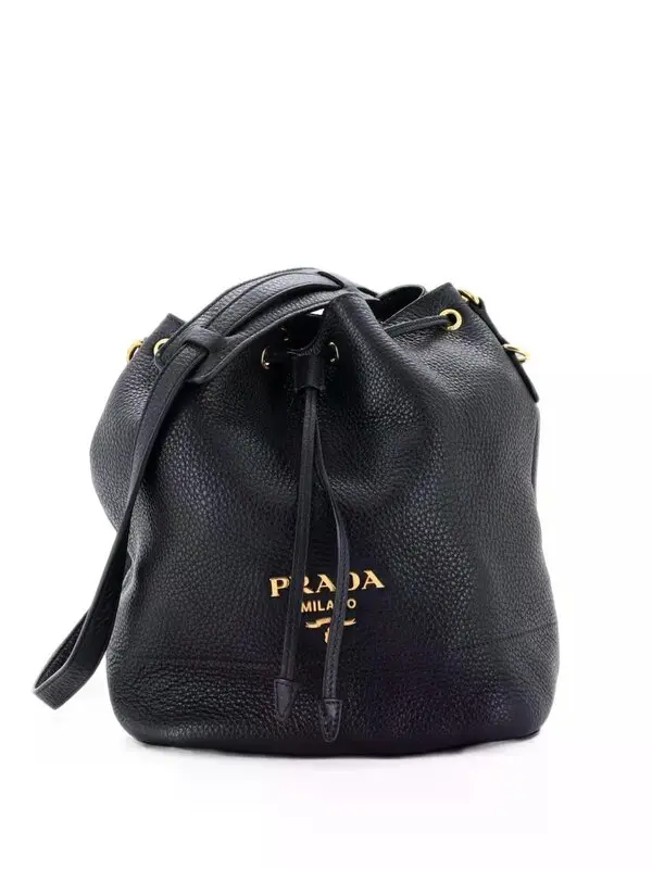 Prada Dual Strap Top Handle Vitello Daino Small Bucket Bag