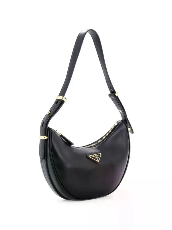 Prada Arque Half Moon Leather Small Hobo Bag - Black
