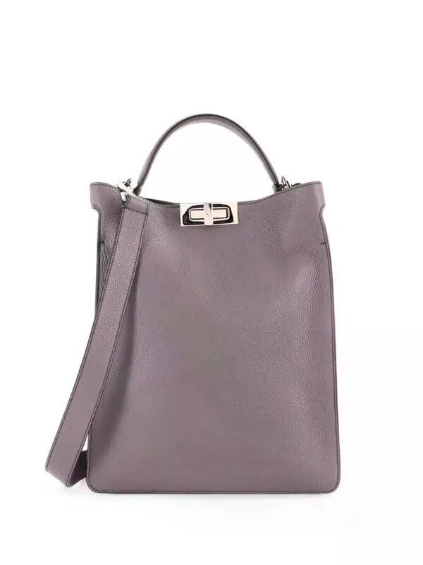 Fendi Peekaboo X-lite Bag Leather Medium Shoulder Bag - Grey
