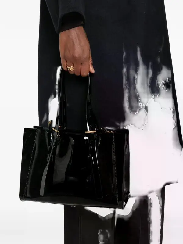 MINOBOSSI Paulina Patent-leather Tote Bag - Black