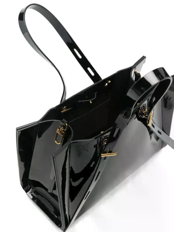 MINOBOSSI Paulina Patent-leather Tote Bag - Black