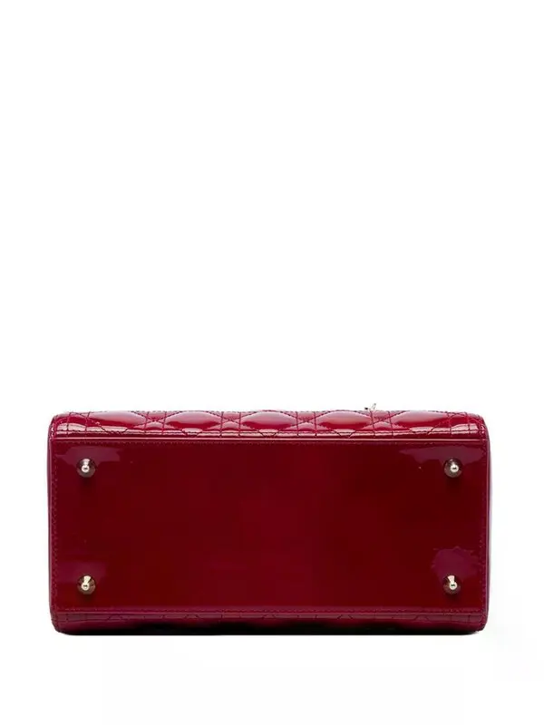 Dior 2019 Medium Patent Cannage Lady Satchel - Red