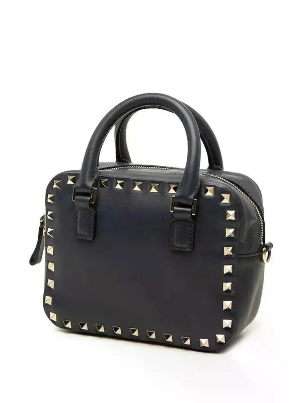 Valentino Garavani 2000-2017 Leather Rockstud Top Handle Bag Satchel - Black