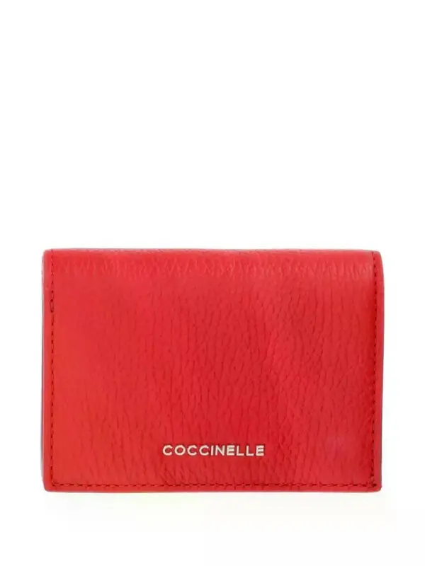 COCCINELLE Small Metallic Logo-lettering Pebbled Wallet - Red