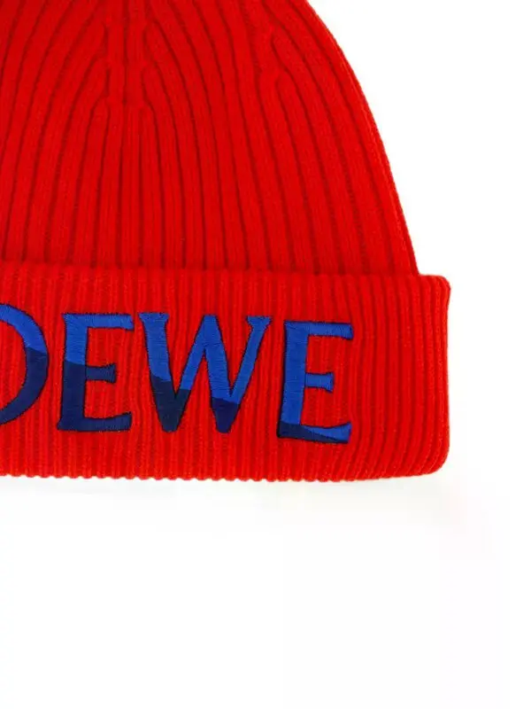 Loewe Logo-embroidered Ribbed-knit Beanie Hat