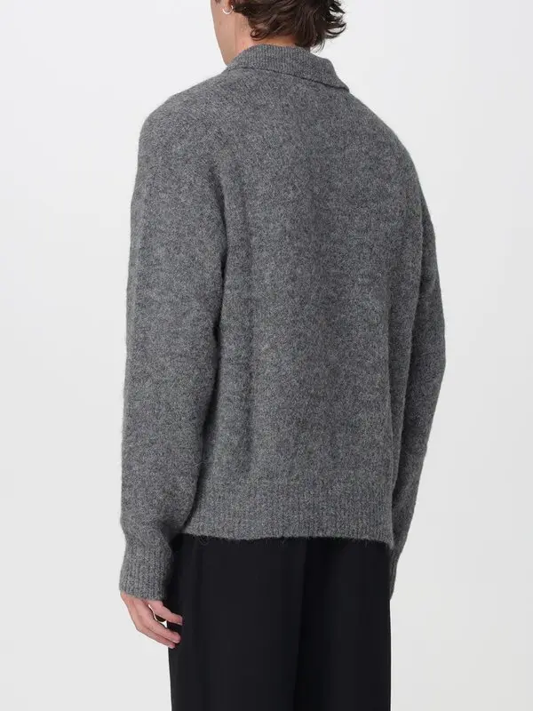 AMI Paris Long-sleeved Knitted Polo In Alpaca And Wool Blend