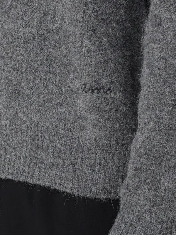 AMI Paris Long-sleeved Knitted Polo In Alpaca And Wool Blend
