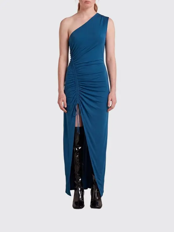 Balmain One-shoulder Stretch Viscose Long Evening Gown With Slit