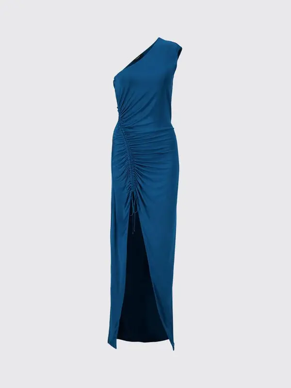 Balmain One-shoulder Stretch Viscose Long Evening Gown With Slit