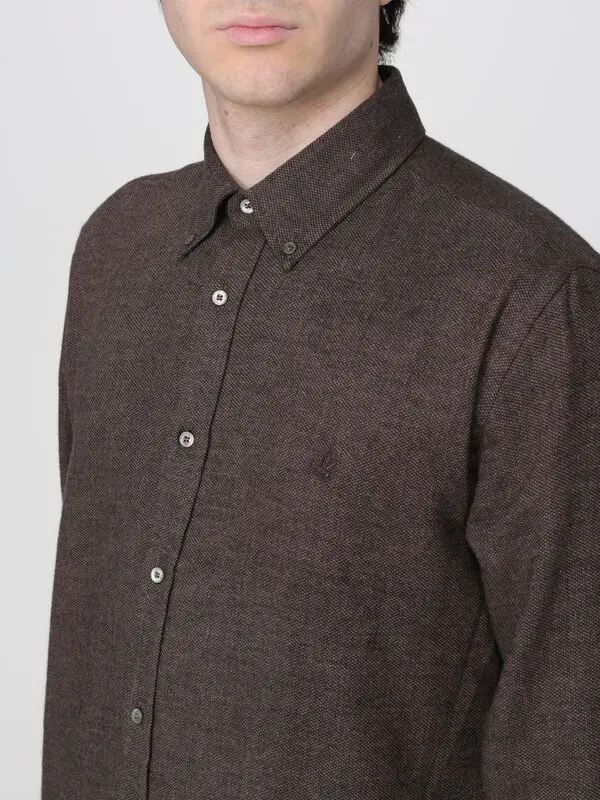 BROOKSFIELD Long-sleeved Jersey Shirt With Button-down Collar - Brown