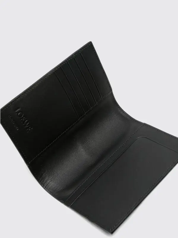 Loewe Grained Leather Bifold Card Holder With Embossed Logo And Five Slots