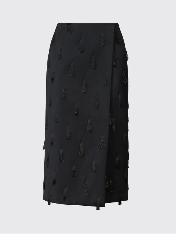 Fabiana Filippi Midi Wrap Skirt In Silk Blend With Embroidery And Tassels