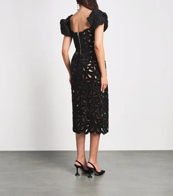 CHRISTIE BROWN Embroidered Cut-out Midi Dress