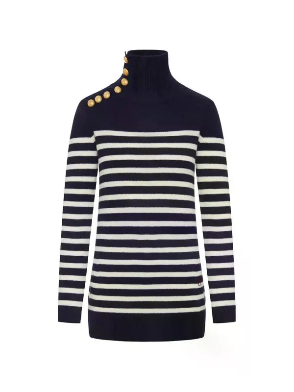 Seafarer Button-embellished Striped Sweater