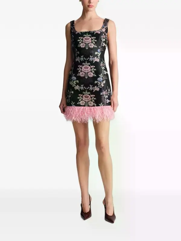 Cara Cara Elena Feather-trim Mini Dress