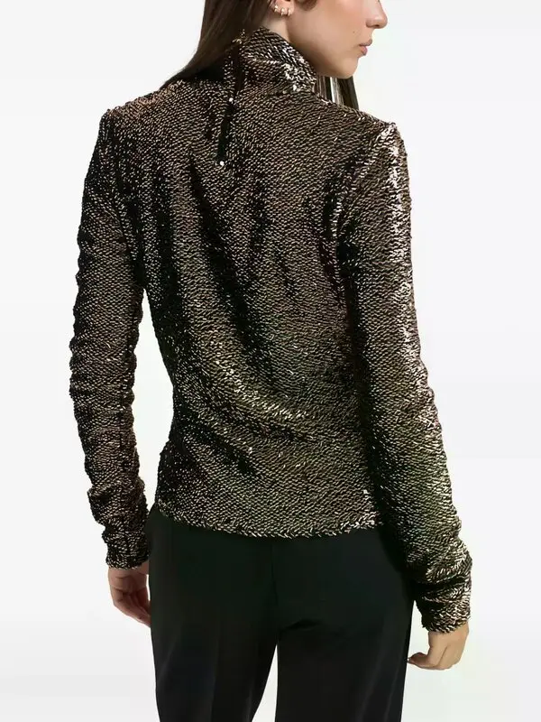 Patrizia Pepe Sequin-embellished High-neck Sweater - Brown