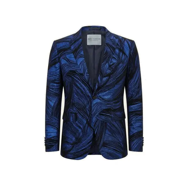 RON TOMSON Cascading Peak Lapel Tuxedo Jacket Navy - Blue
