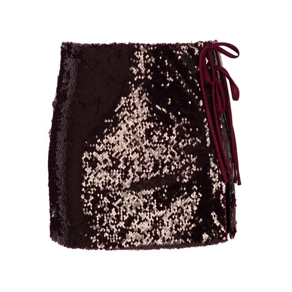 HERFETCH Neutrals Mini Bling Bling Skirt-burgundy