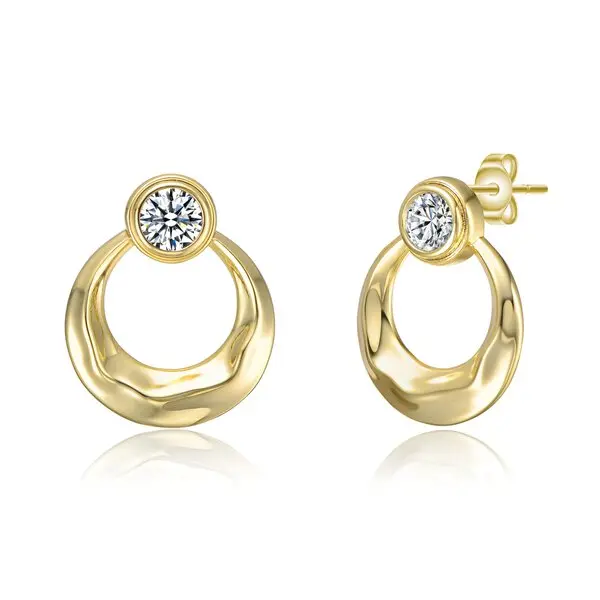 GENEVIVE Yellow Plated With Cubic Zirconia Eternity Circle Hoop Earrings - Gold