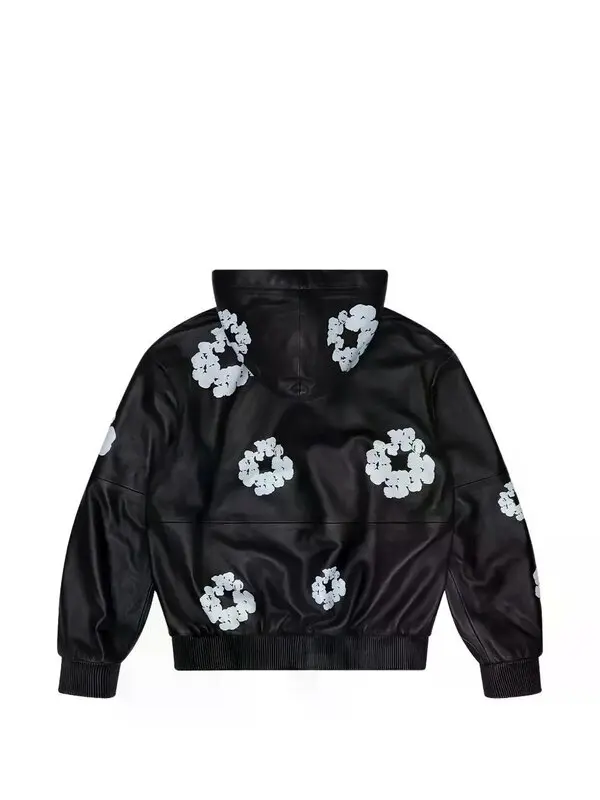 DENIM TEARS Cotton Wreath Leather Hoodie - Black