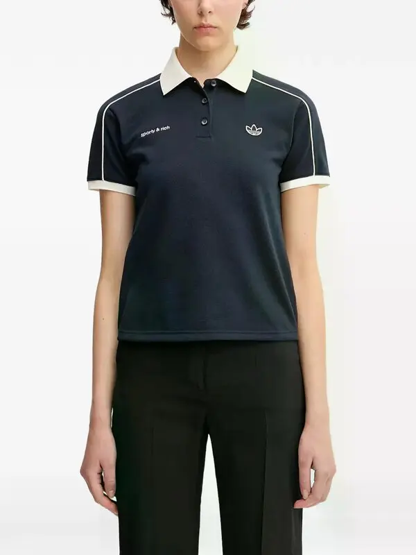 Adidas X Sporty & Rich Logo-detail Polo Shirt - Blue