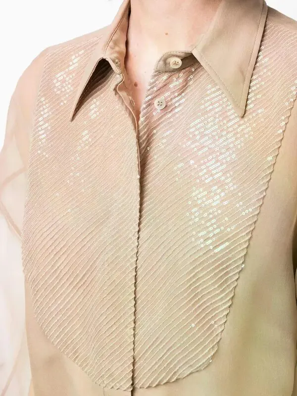Brunello Cucinelli Sheer-design Silk Shirt