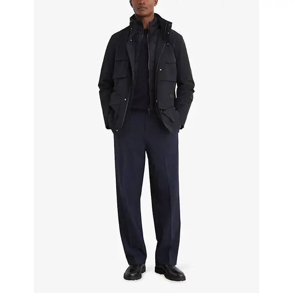 REISS Glick Gilet-insert Woven Jacket - Navy