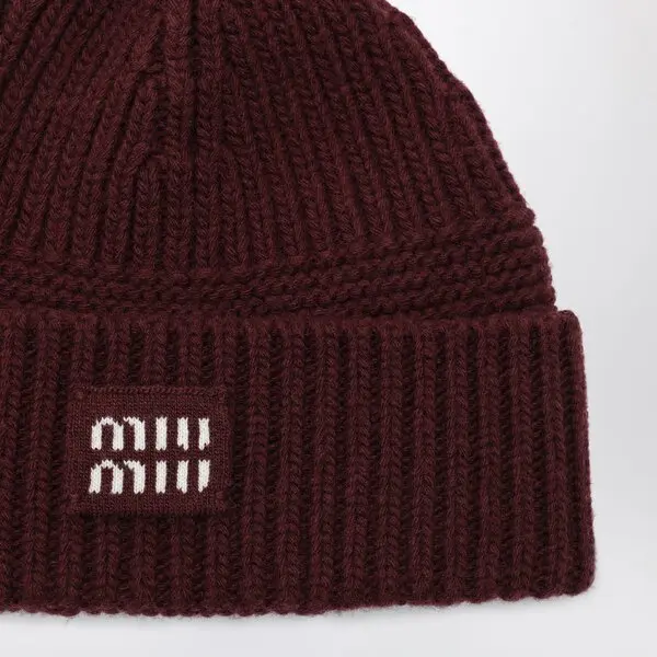 Miu Miu Amaranth Beanie In Wool And Cashmere