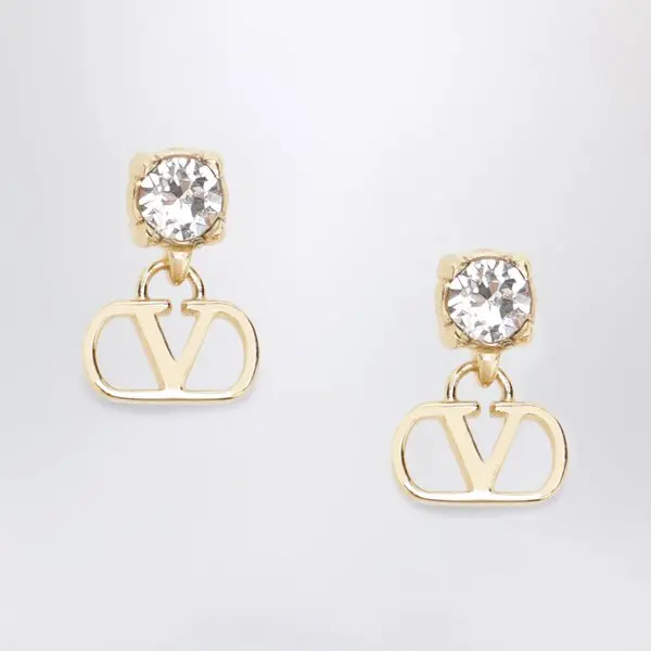 Valentino Garavani Gold-tone Vlogo Signature Earrings With Crystal - Metal