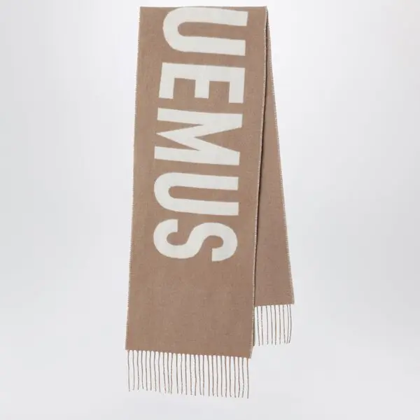 Jacquemus Taupe Wool Scarf With Logo