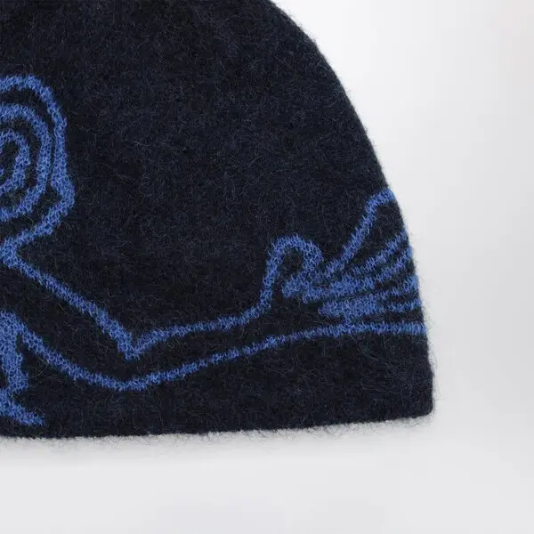 HIKING PATROL Dark Navy Beanie In Mohair Blend