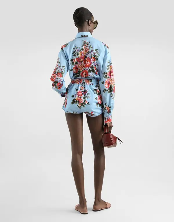 Dolce & Gabbana Flower Bouquet-print Cotton Shirt Shirts And Tops - Multicolor