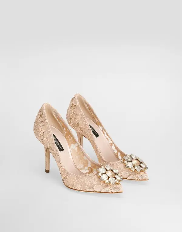 Dolce & Gabbana Lace Rainbow Pumps With Brooch Detailing Pumps And Slingback Lace - Pink