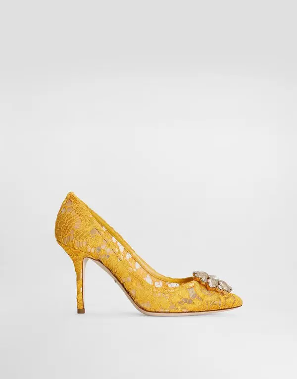 Dolce & Gabbana Lace Rainbow Pumps With Brooch Detailing Pumps And Slingback Lace - Yellow