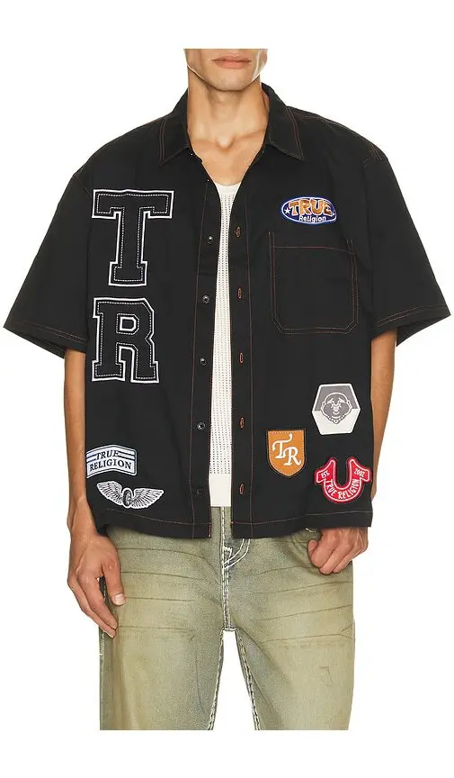 True Religion Short Sleeve Patchwork Shirt In . Also