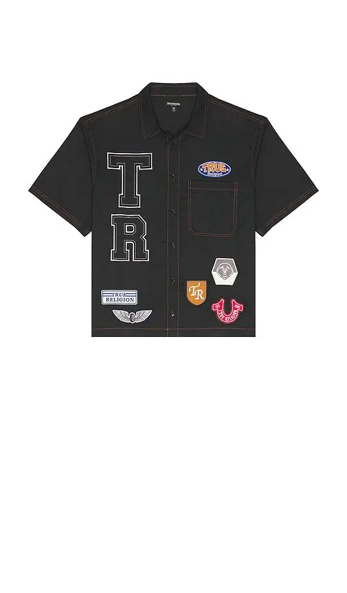 True Religion Short Sleeve Patchwork Shirt In . Also