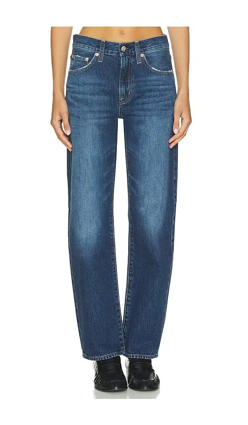 PISTOLA Lexi Mid Rise Bowed Straight Jeans In . Also - Blue