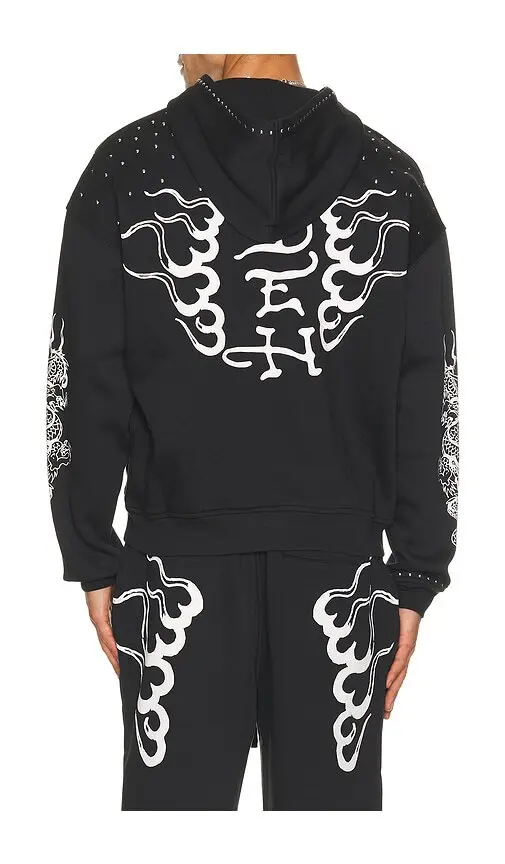 Ed Hardy Mary Dragon Studded Boxy Zip Hoodie