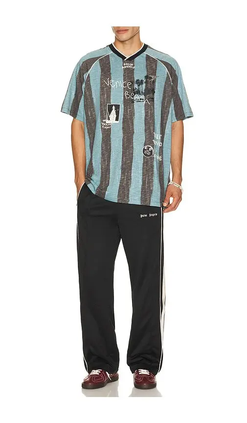 Palm Angels Soccer Cali Regular Tee In . Also - Blue