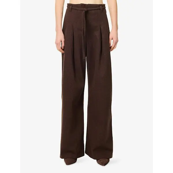 4TH & RECKLESS Luca Herringbone Wide-leg Woven Trousers