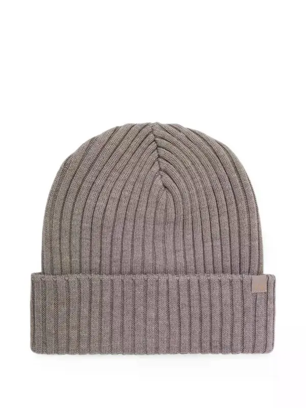 Paul & Shark Soft Cool Touch Ribbed-knit Beanie Hat - Brown