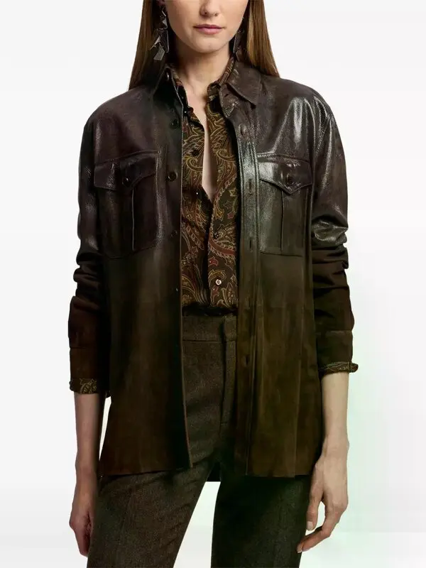 Ralph Lauren Landry Degradé Suede Shirt - Brown