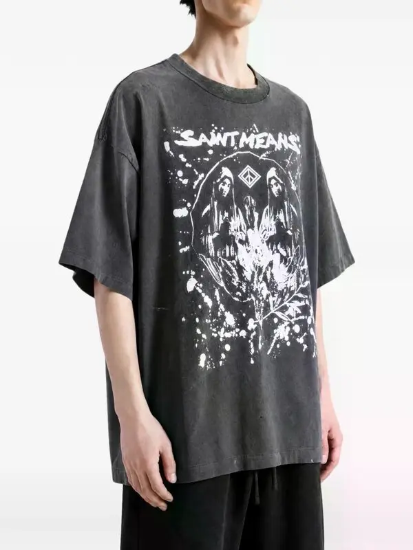 SAINT MXXXXXX Graphic-print Distressed T-shirt