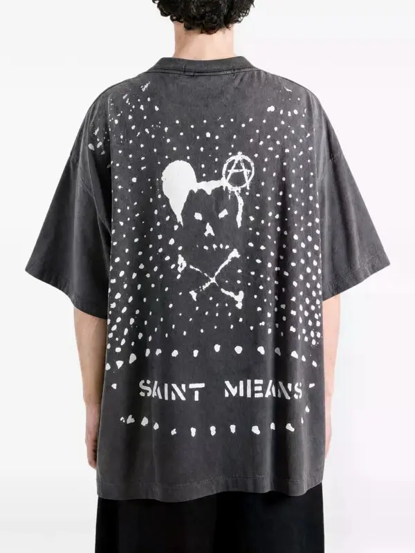 SAINT MXXXXXX Graphic-print Distressed T-shirt